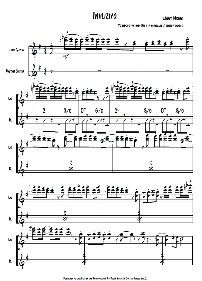Inhliziyo for Guitar – Indigenous African Music (IAM) Transcription Project